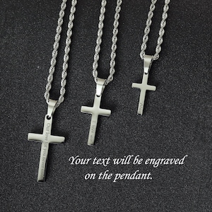 Mens Cross Necklace Boys Cross Necklace Men Cross Necklace Silver Cross ...