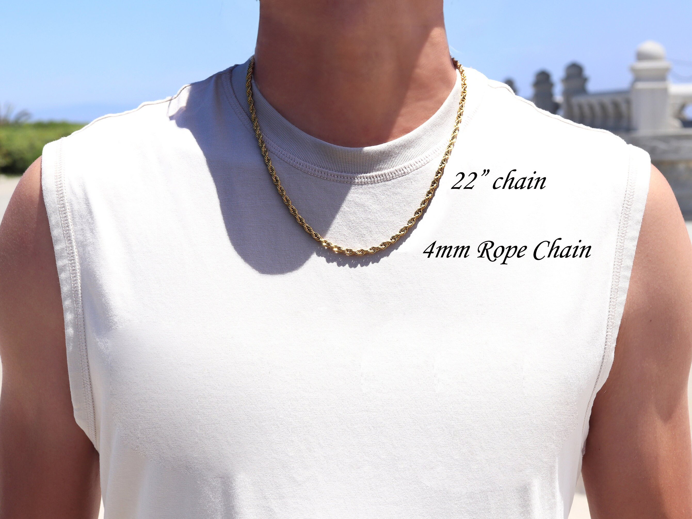Custom Initial Gold Rope Chain Necklace, Stainless Steel - Etsy