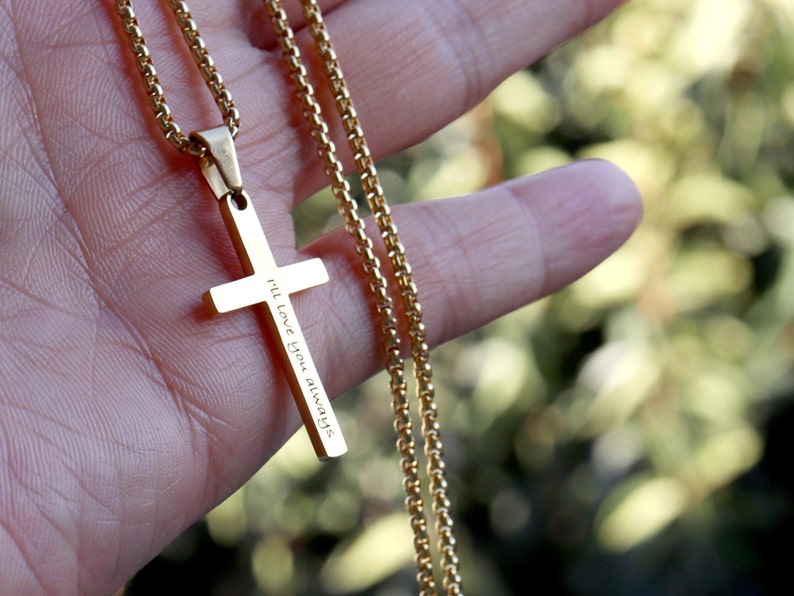 Personalized Cross Necklace Engraved Necklace Men's - Etsy