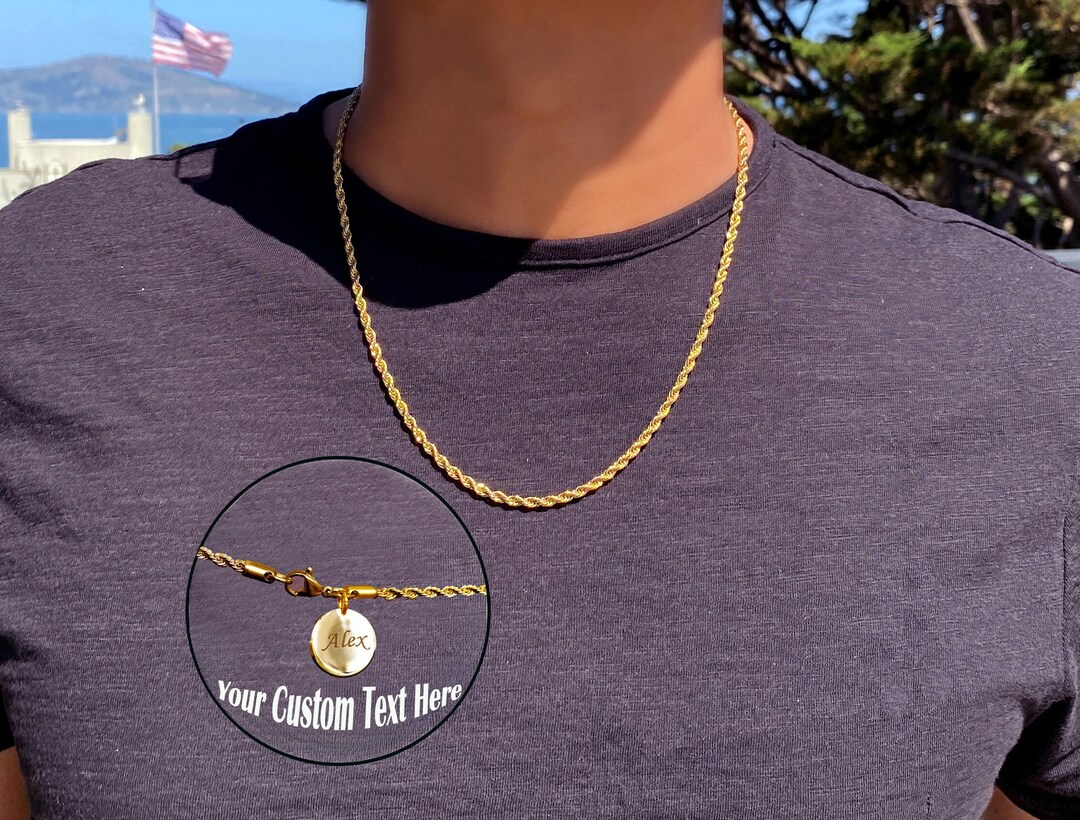 Men's Chain Necklace, Rope Chain Necklace, Stainless Steel Gold Chain ...