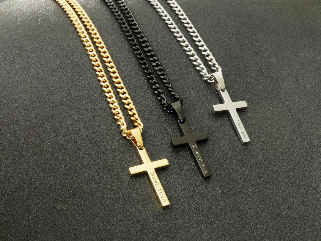 Personalized Cross Necklace, Boys Cross Necklace, Men's Cross Necklace ...