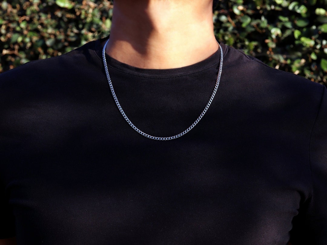 Men's Chain Necklace, Boys Chain Necklace, Waterproof Jewelry, Silver ...