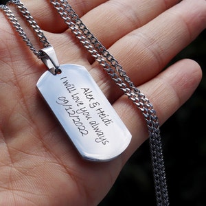 Engraved Necklace for Men Personalized Engraved Necklace - Etsy
