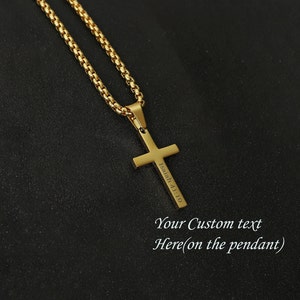 Cross Necklace for Boy, Engraved Name Necklace, Kids Cross Pendant ...
