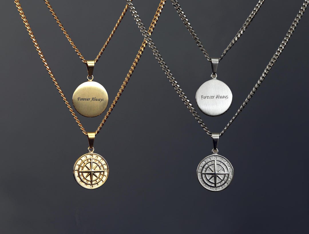 Compass Necklace, Personalized Necklace, Engraved Custom Necklace for ...