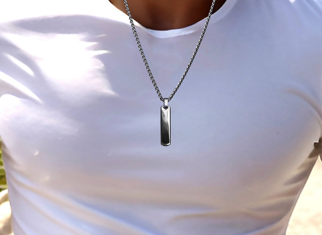 Men's Personalized Necklace, Personalized Gift for Him, Men's Bar ...