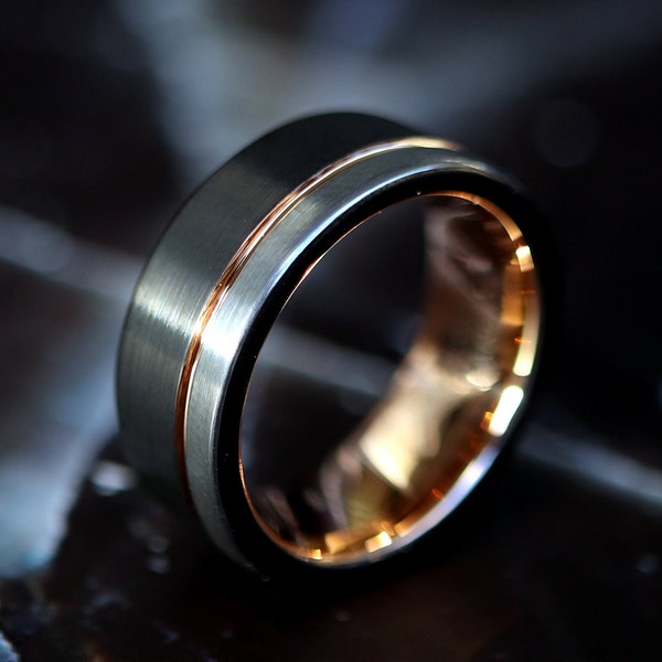 Mens Tricolor Wedding Band - Etsy