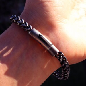 Mens Bracelet Chain Bracelet Retro Magnetic Clasp Stainless - Etsy