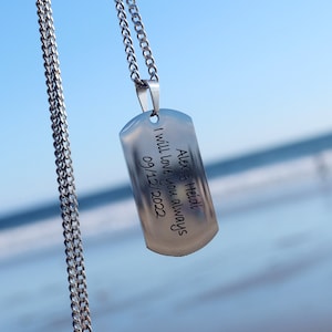 Engraved Necklace for Men, Personalized Engraved Necklace, Customized ...