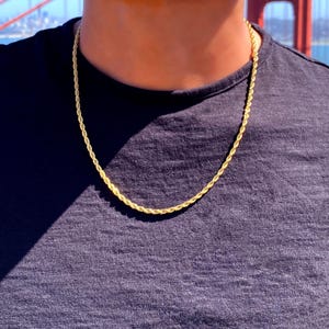 Men's Chain Necklace, Rope Chain Necklace, Stainless Steel Gold Chain ...