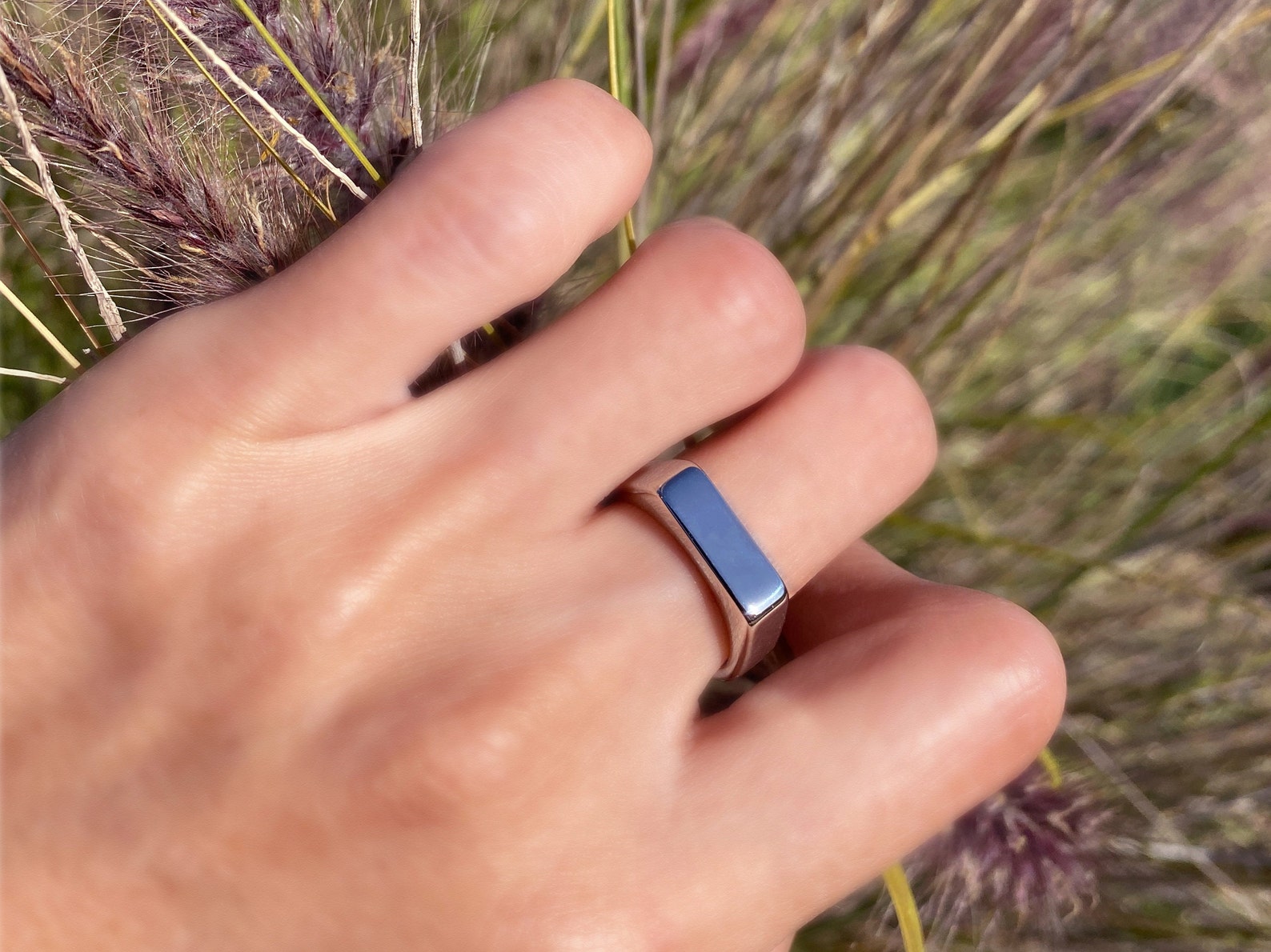 Rectangular Bar Signet Ring Gold Signet Ring Silver Signet - Etsy