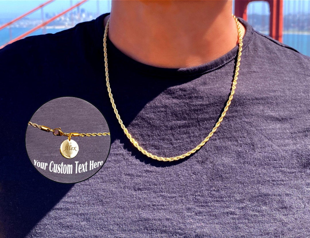 Men's Rope Necklace, Gold Rope Chain Necklace for Men, Gift for Women ...