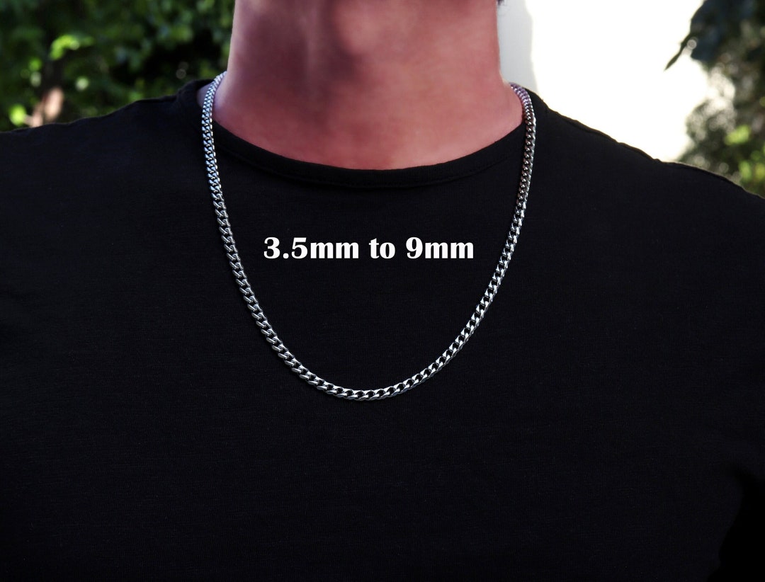 Mens Chain Necklace, Miami Cuban Link Chain Necklace, Stainless Steel ...