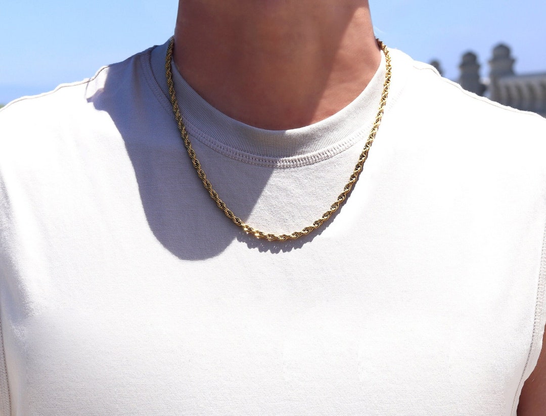 Gold Rope Chain, Gold Rope Chain Necklace, 316L Stainless Steel Men's ...