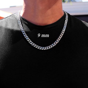 Cuban Link Chain Necklace With Custom Tag Personalized Initial Necklace ...