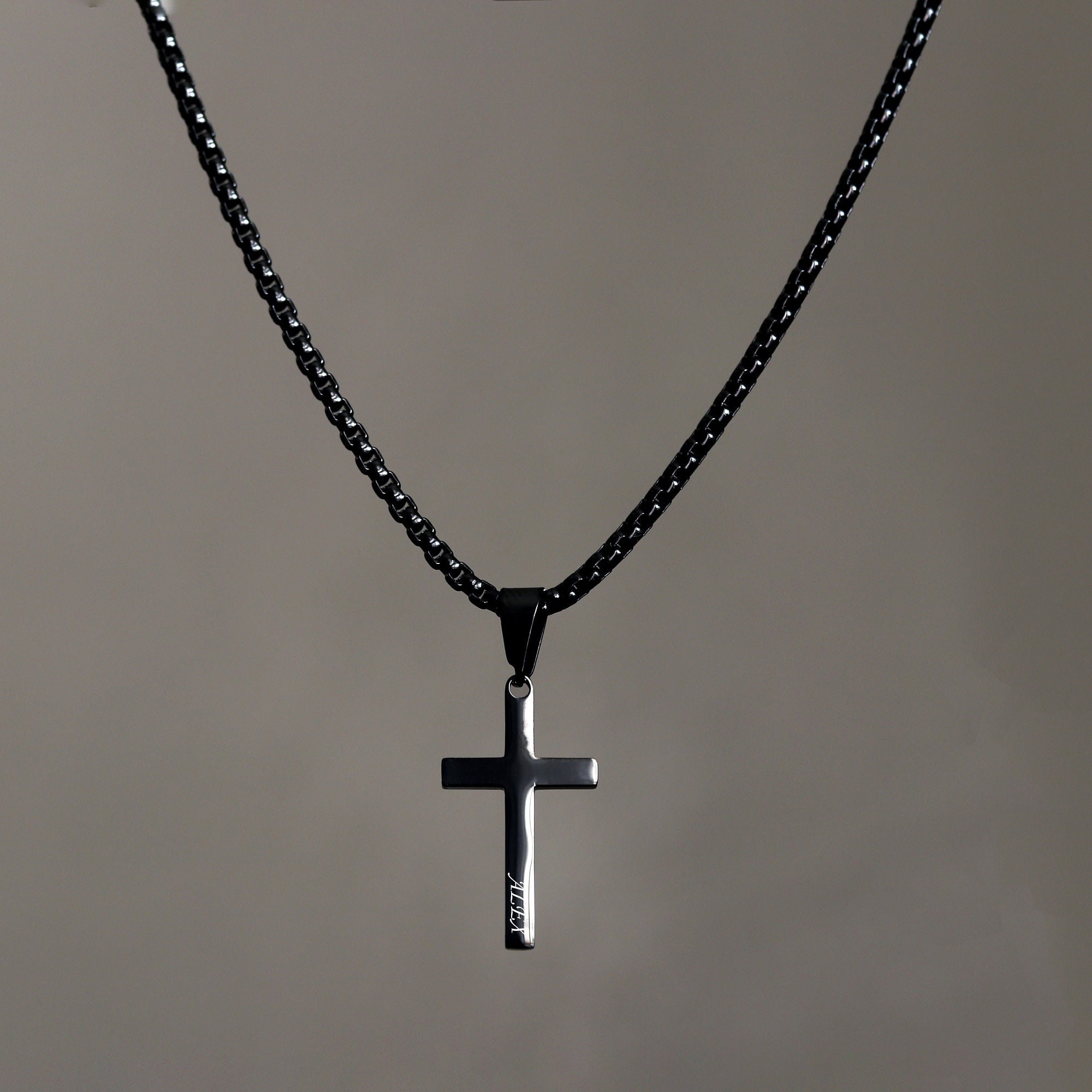 Cross Necklace for Boy, Engraved Name Necklace, Kids Cross Pendant ...