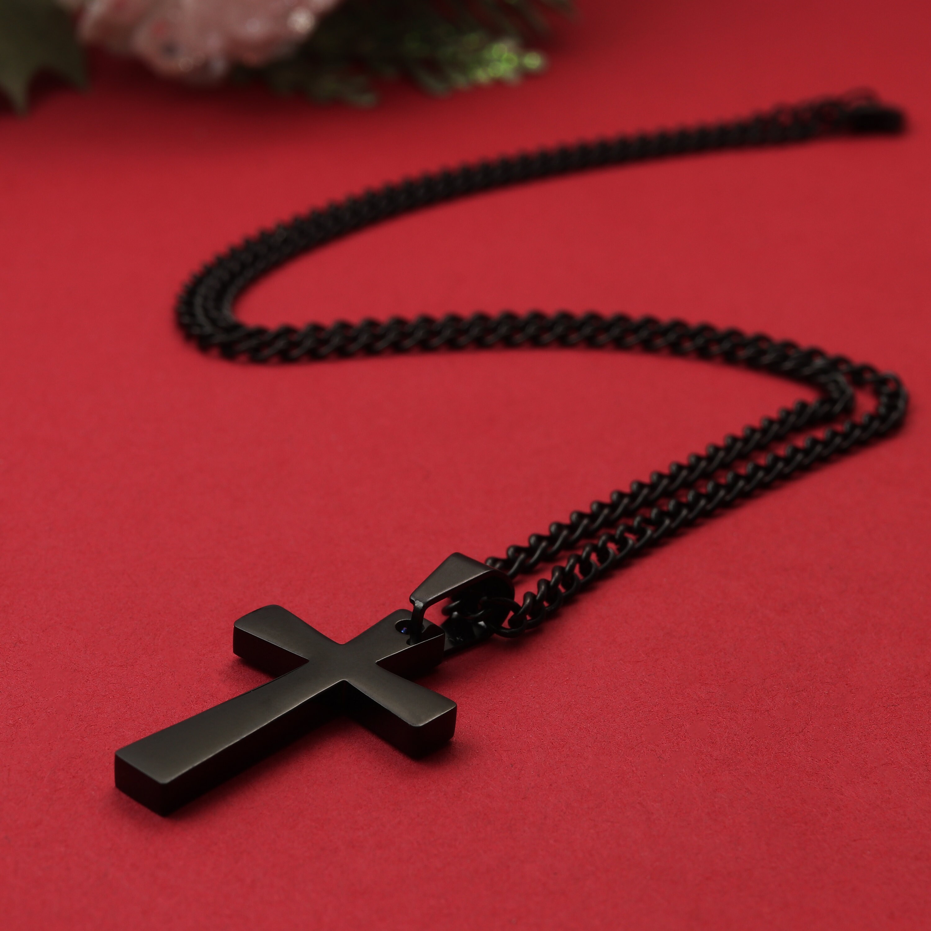 Cross Necklace for Men Men Cross Necklaces Gold Silver Black | Etsy