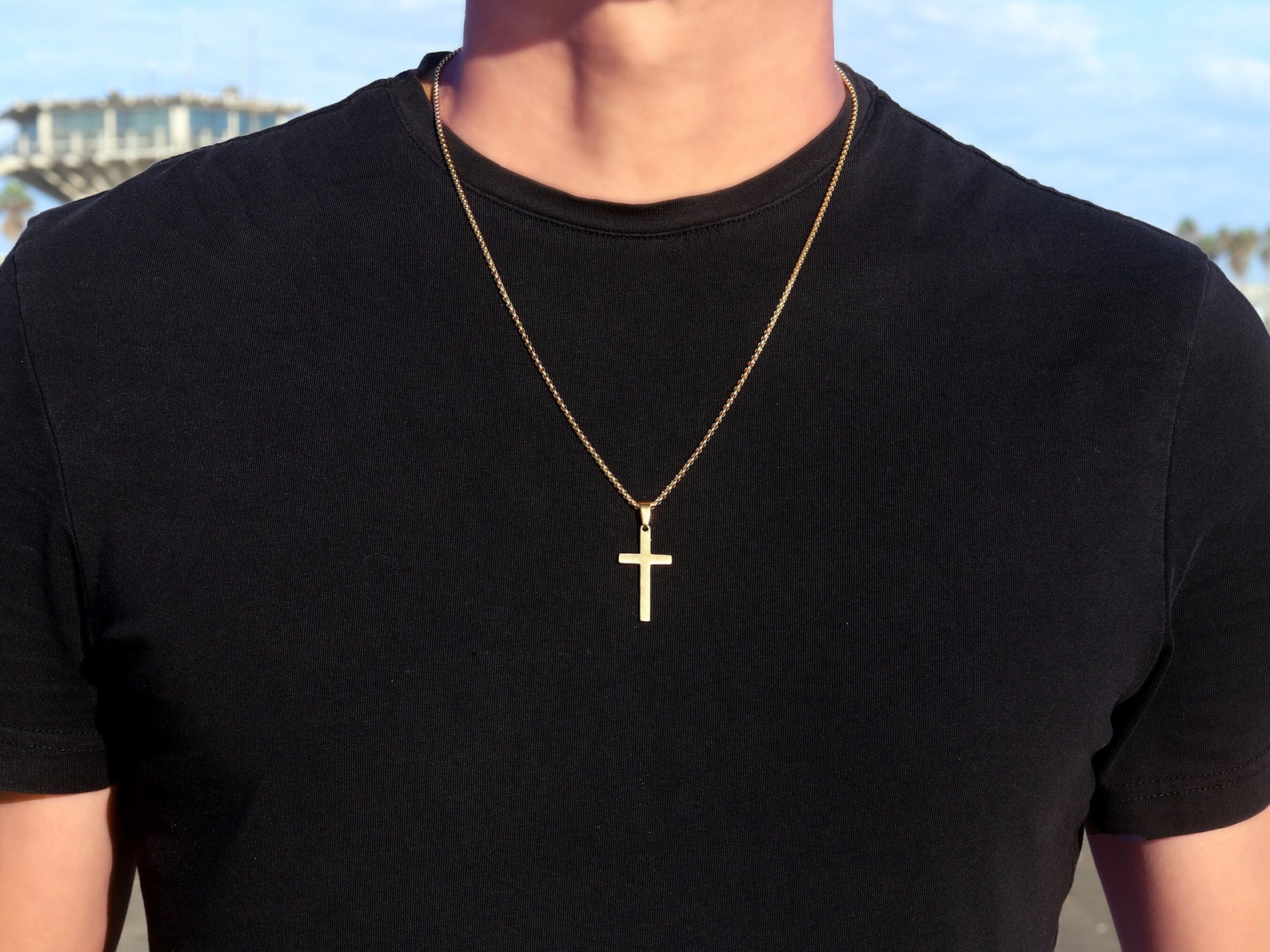 Personalized Cross Necklace Engraved Necklace Men's - Etsy
