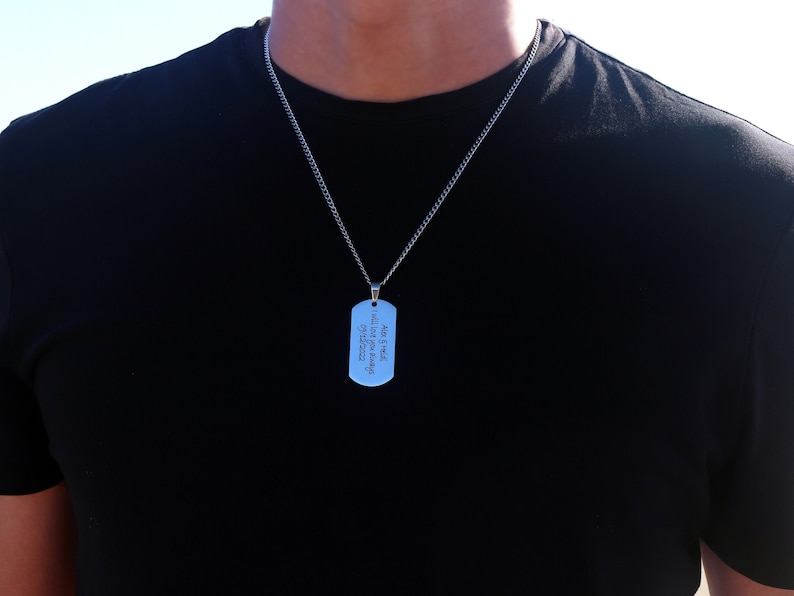 Engraved Necklace for Men Personalized Engraved Necklace - Etsy