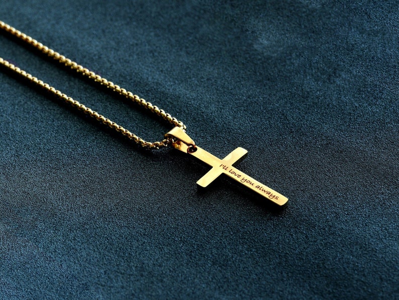 Personalized Cross Necklace Engraved Necklace Men's - Etsy