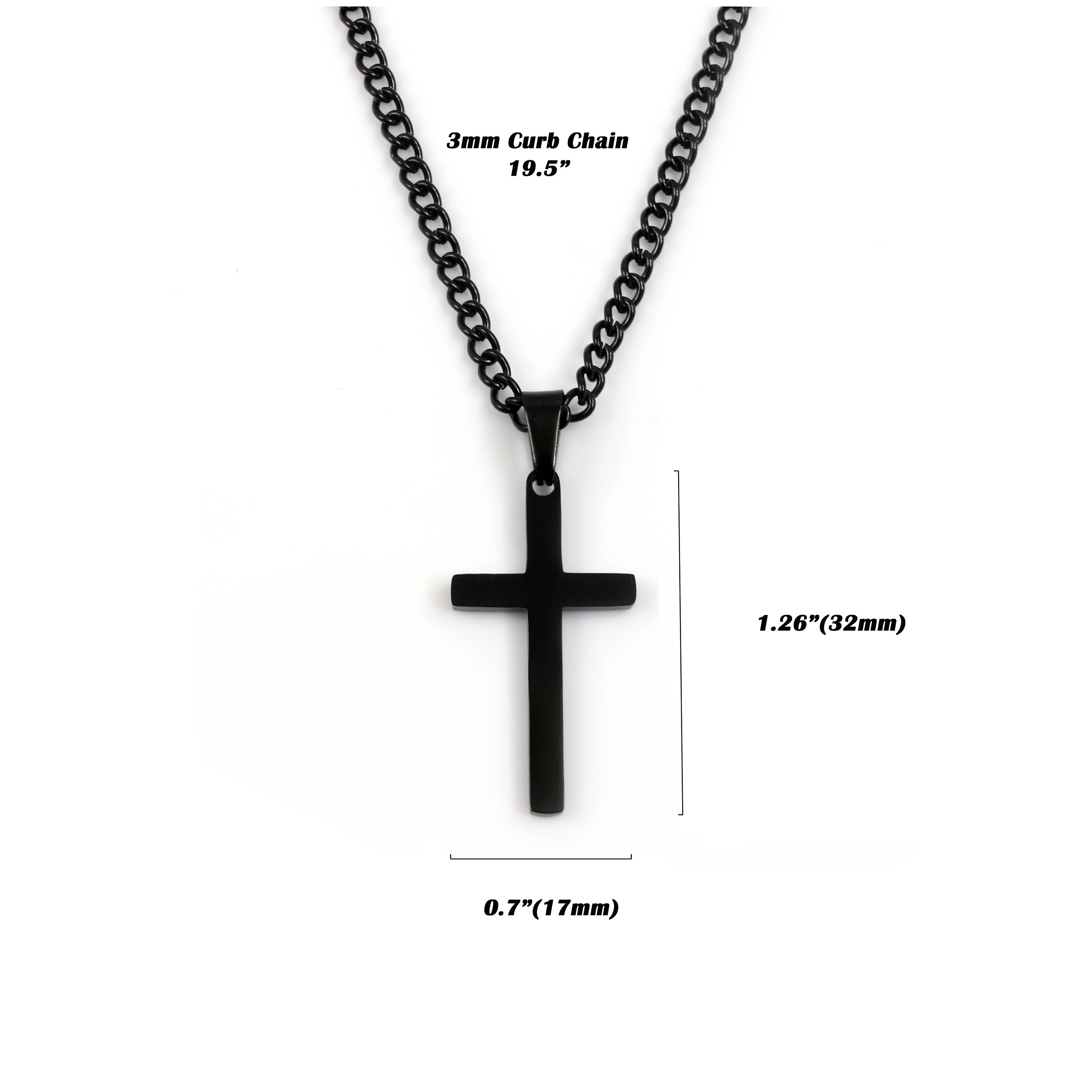Black Cross Necklace for Men Stainless Steel Cross Necklaces for Men Black Cross Pendant Necklace with Curb Chain Etsy