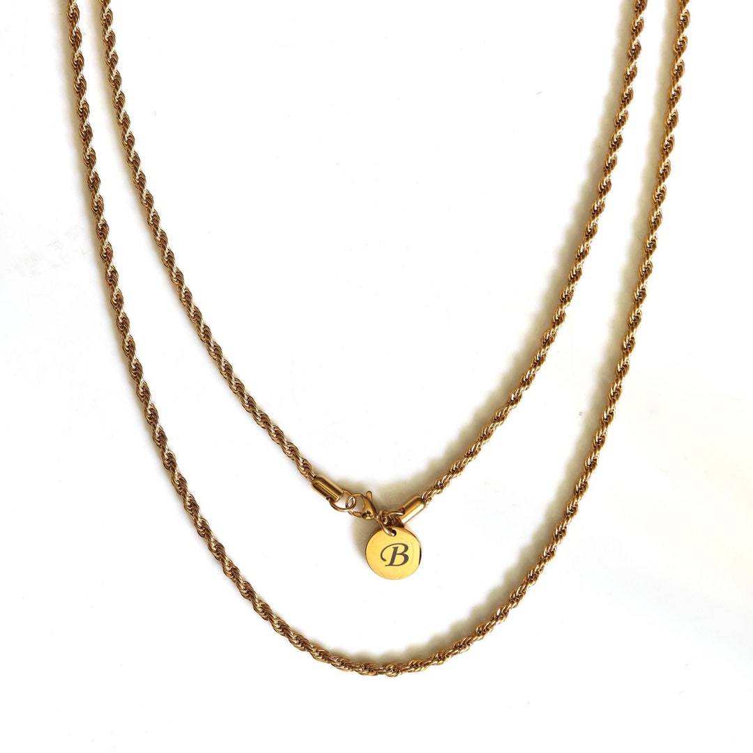 Custom Men's Gold Chain Necklace, Rope Chain for Men, Initial Chain ...
