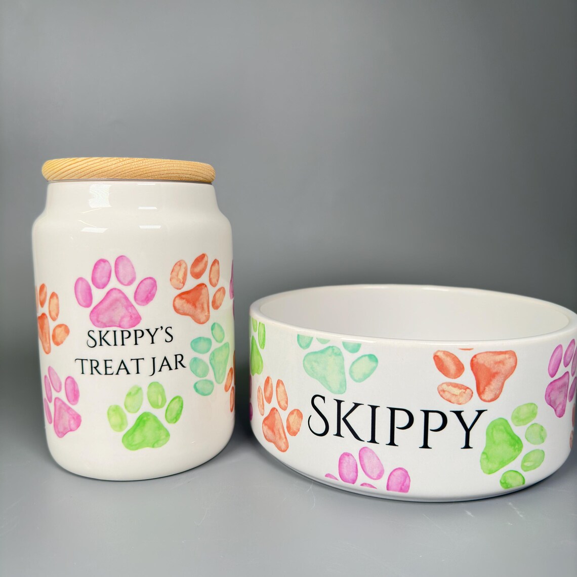 Personalized Ceramic Pet Bowl: Paw Print Design - Etsy UK