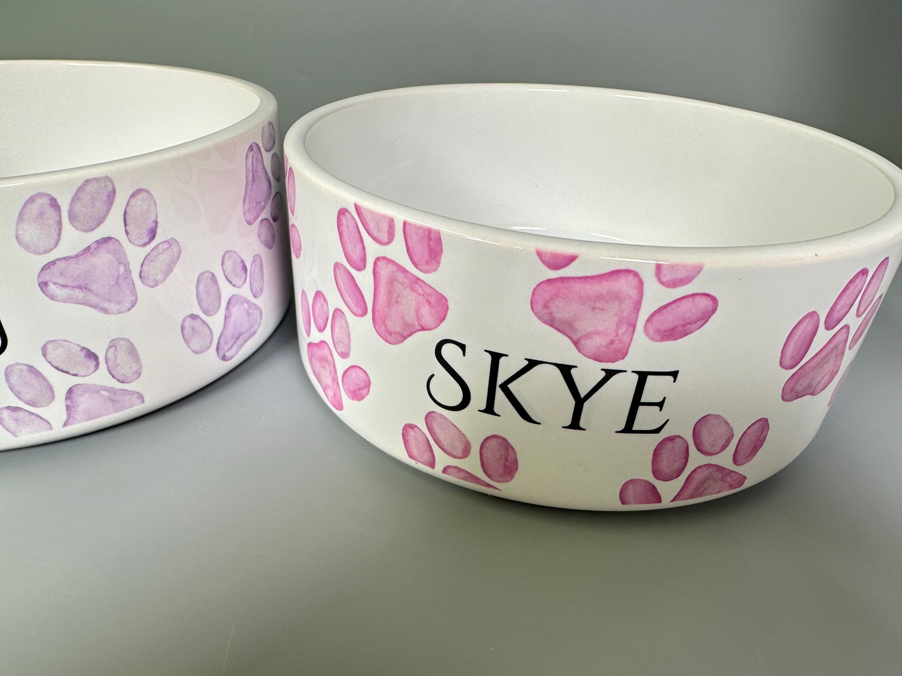 Personalized Ceramic Pet Bowl: Paw Print Design - Etsy UK