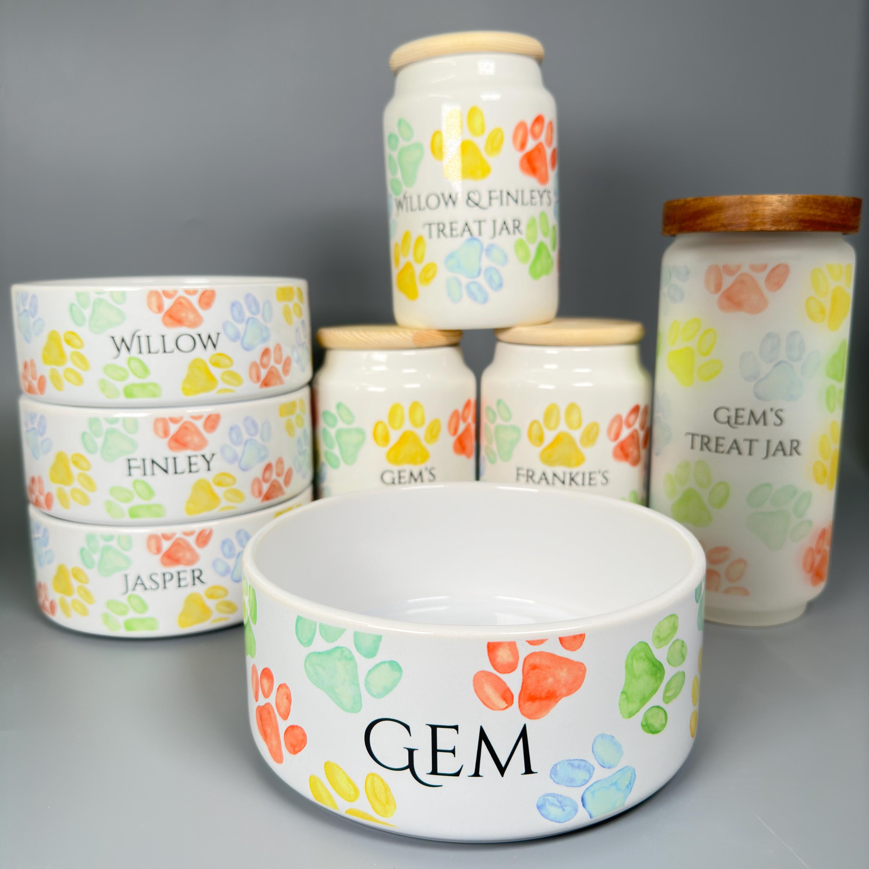 Personalized Ceramic Pet Bowl: Paw Print Design - Etsy UK