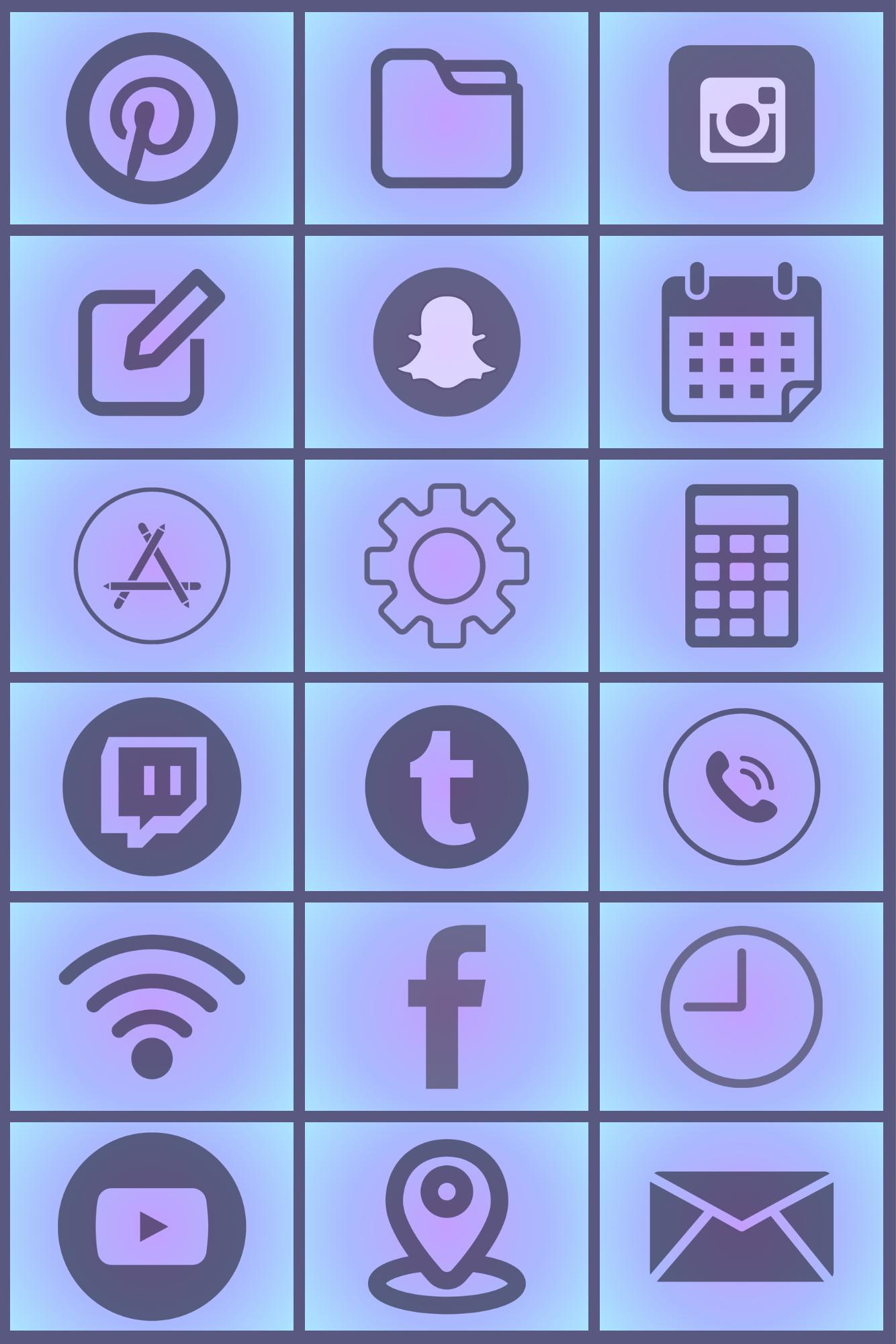 Light Blue Gradient App Icons Minimalist Aesthetic Icon Pack for iPhone ...