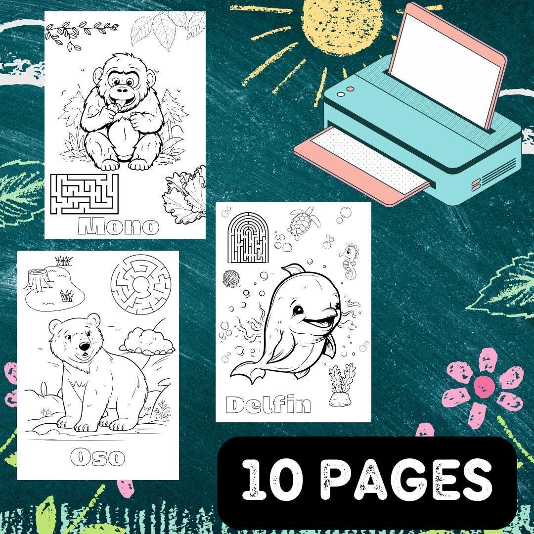 10 Spanish Animal Coloring Pages for Preschoolers Printable PDF Perfect ...