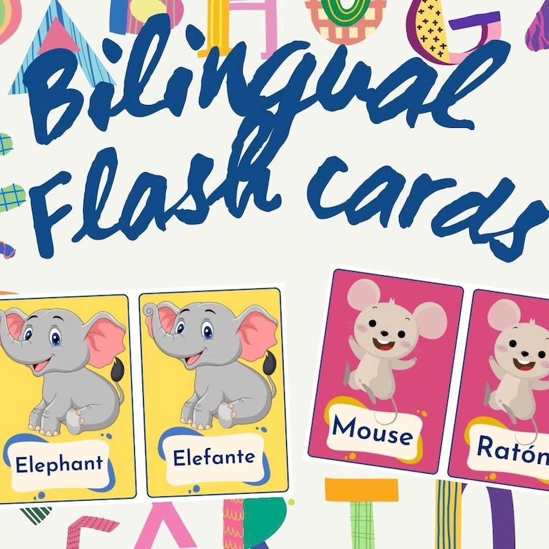40 Bilingual Animal Flash Cards for Preschoolers English & Spanish ...