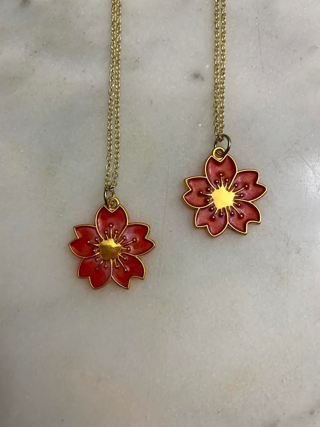 Sakura Resin Bezel Necklace | Resin Jewelry - Etsy