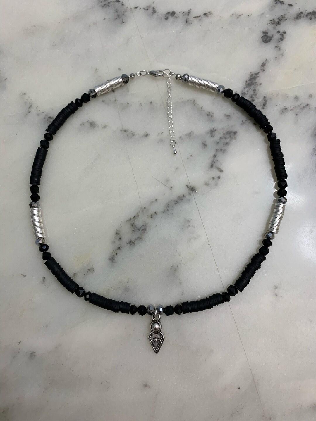 Silver Dagger Beaded Necklace - Etsy