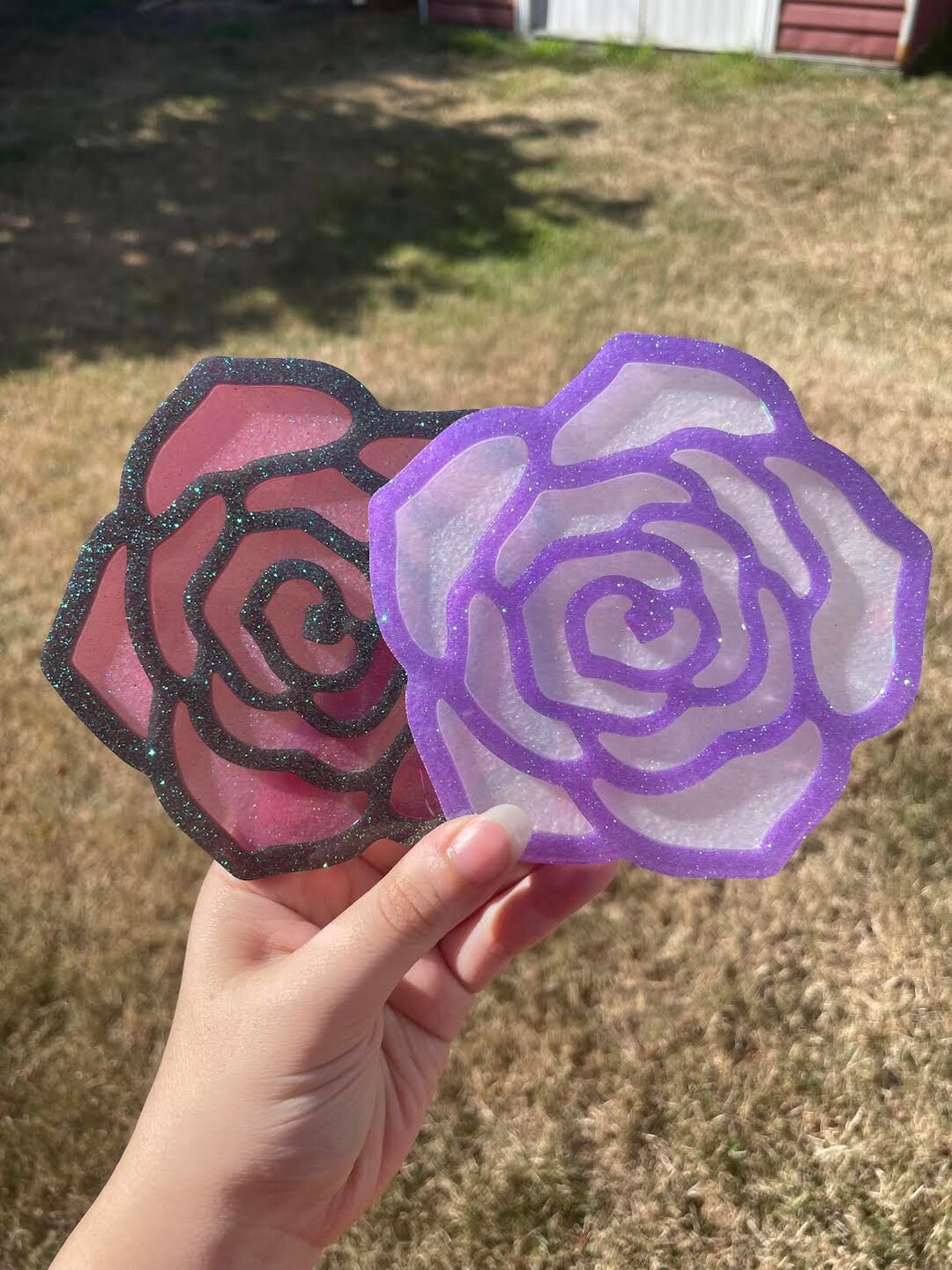 Holographic Rose Resin Coasters - Etsy