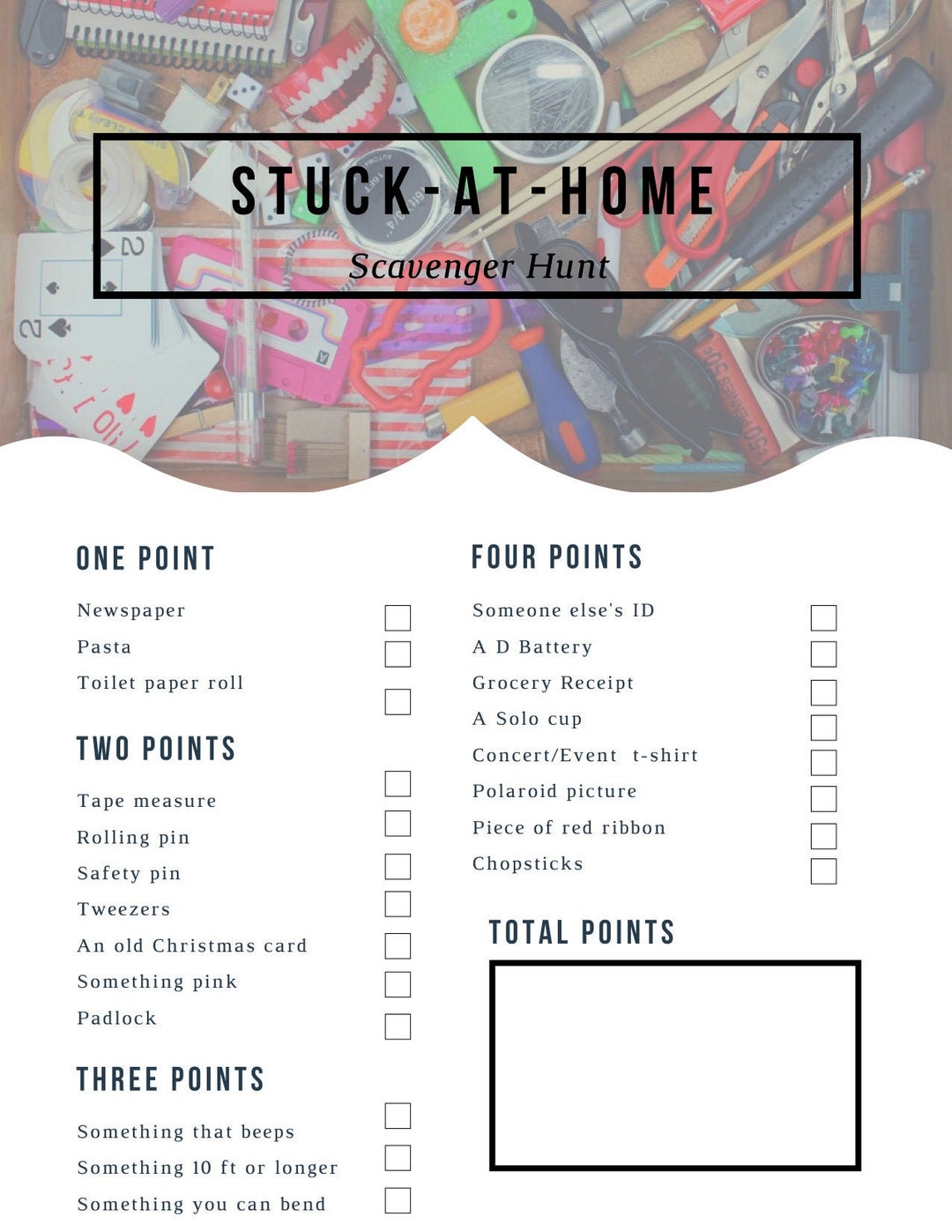 Stuck at Home Scavenger Hunt - Etsy