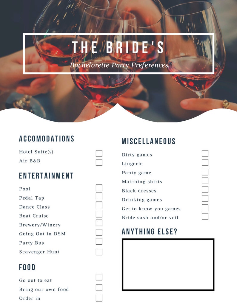 Bachelorette Party Preference Survey - Etsy