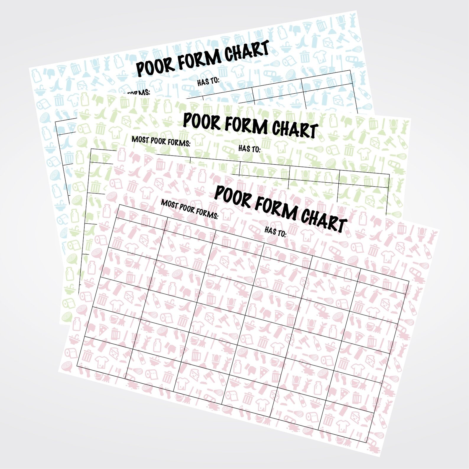 A4 POOR FORM CHART Perfect for Holding Your University Flatmates ...