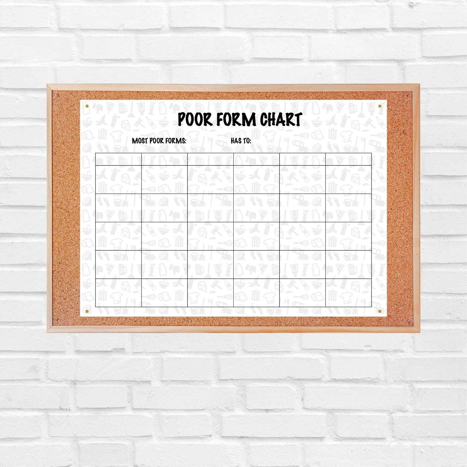 A4 POOR FORM CHART Perfect for Holding Your University Flatmates ...