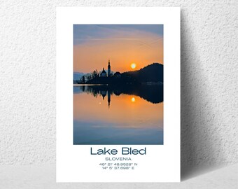 Slovenia Travel Poster Digital Printable Wall Art, Lake Bled Instant Download, Hanging Decor ...