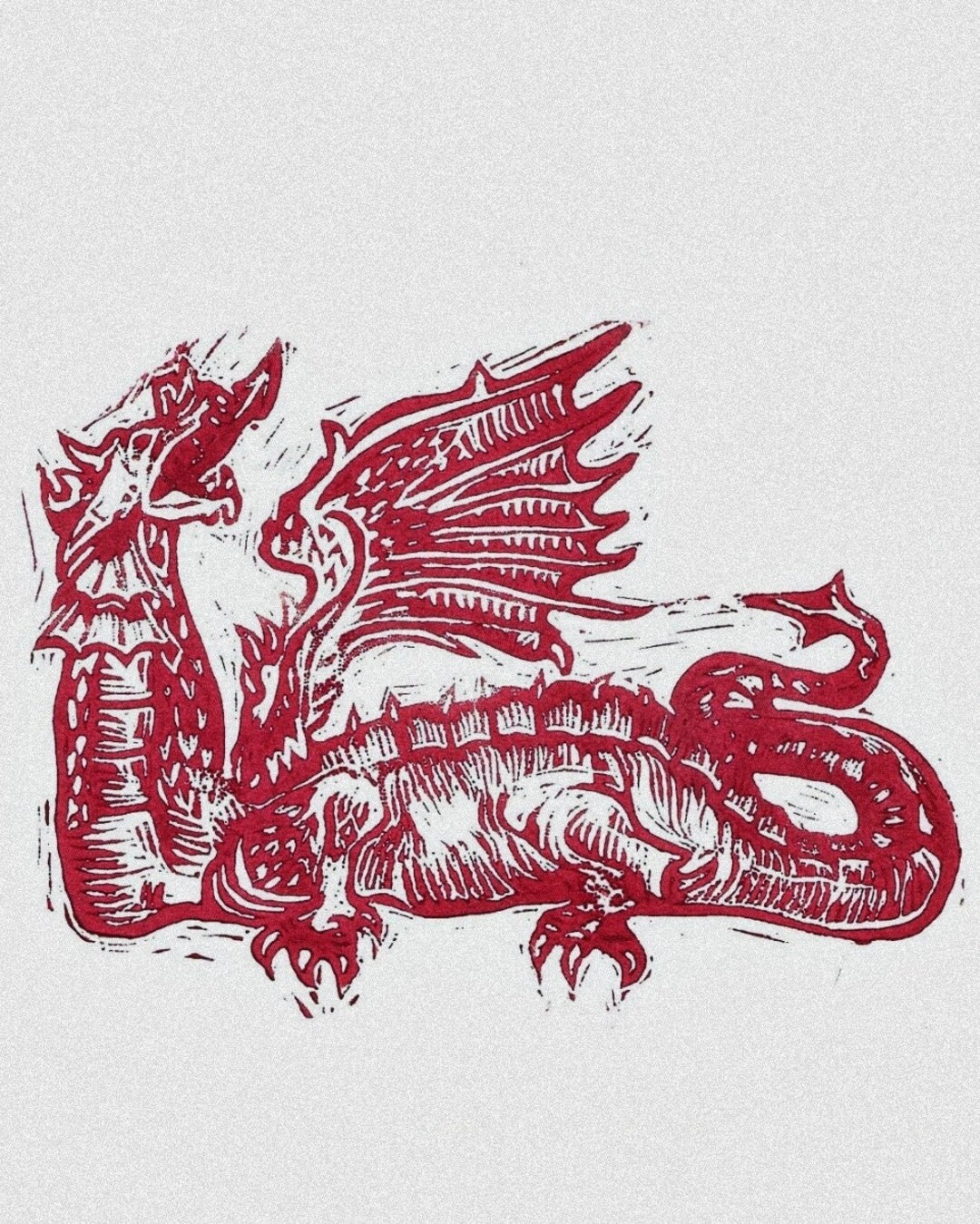 Wyvern Dragon Linocut - Etsy