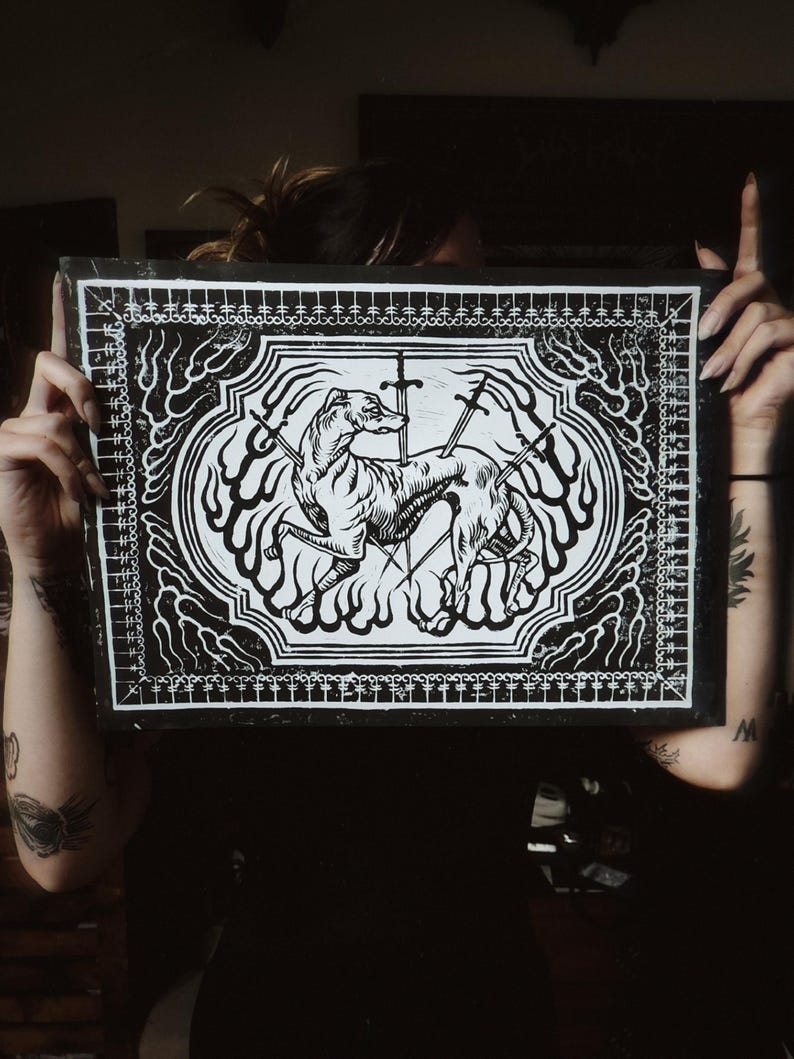 Linocut Embrace Your Wounds - Etsy