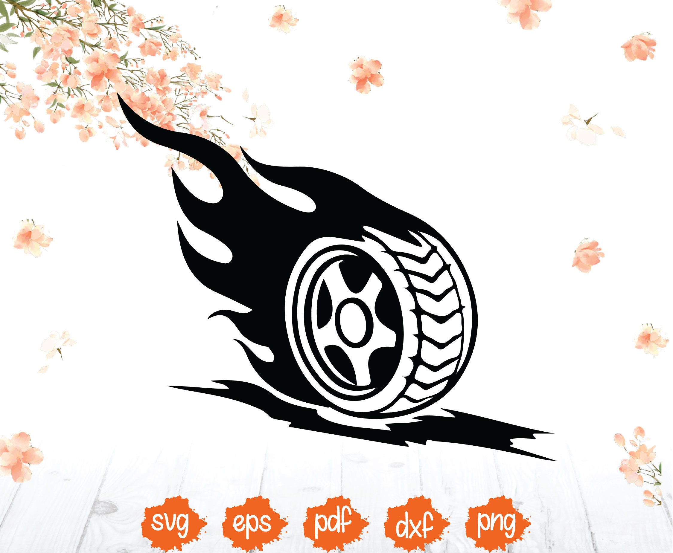 Burning Wheel Fire Flame Road Runner Hot Rod Redwing Street Racing SVG ...