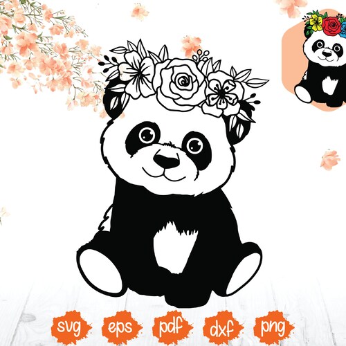 Baby Panda SVG Panda Flower SVG Floral Svg Cute Panda With - Etsy