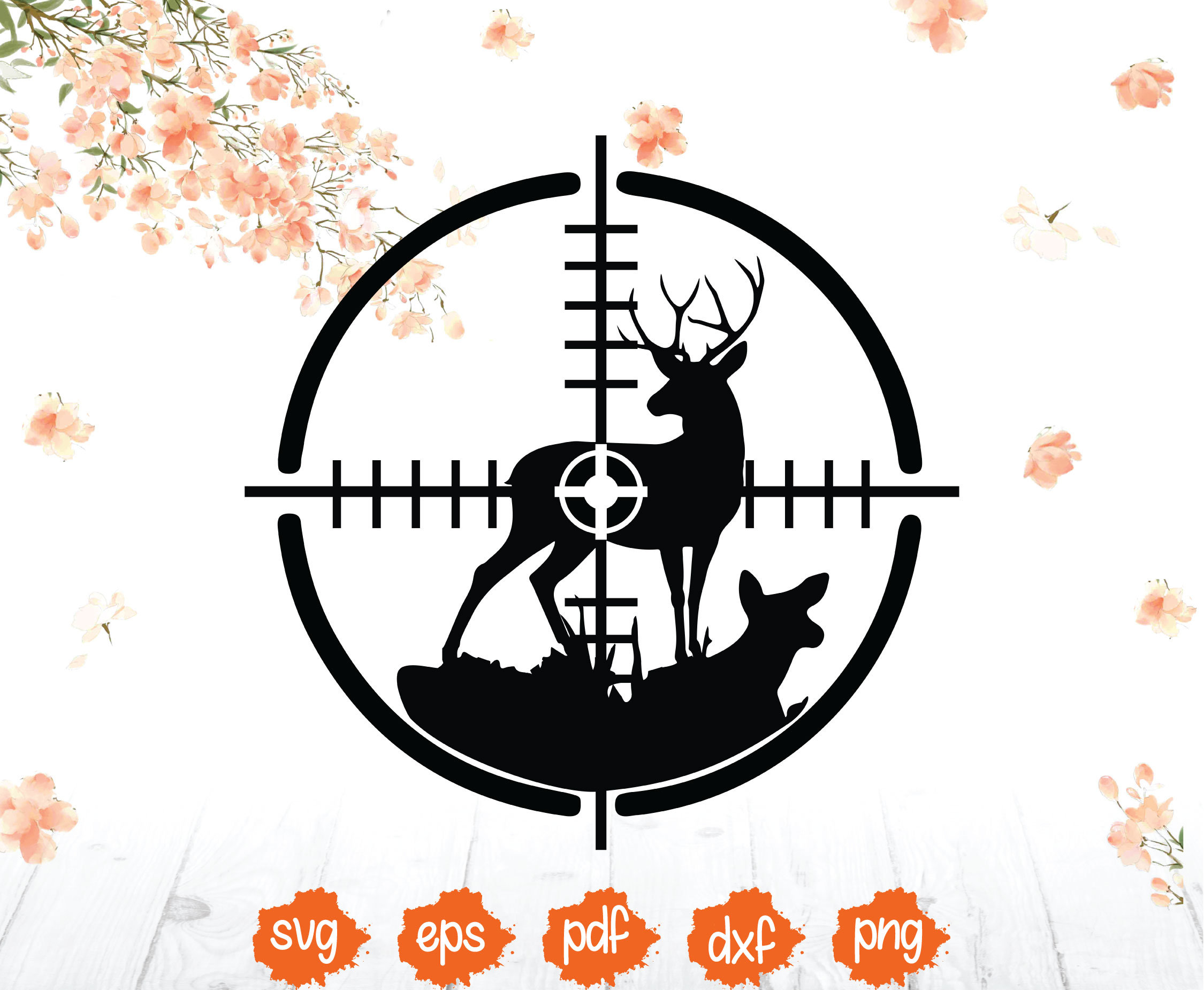 BUCK Deer Scope Bullseye Crosshairs Moose Hunting Rifle Prey Head SVG ...