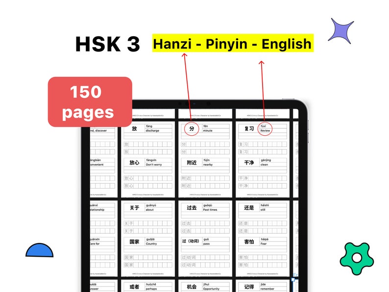 HSK 3 Writing Worksheets Master Mandarin Chinese Vocabulary With 150 ...