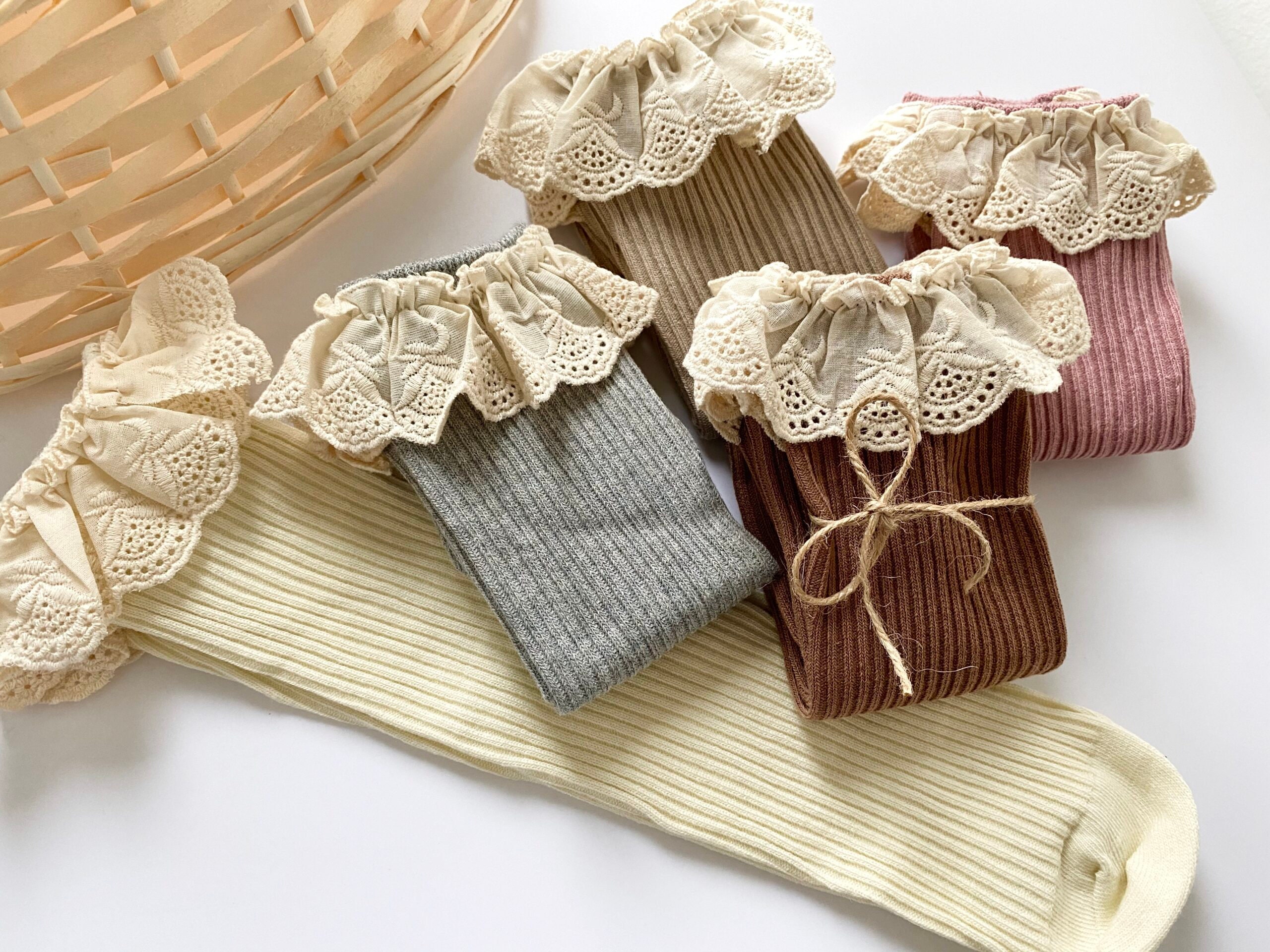 Baby High Knee Socks Set Baby Socks With Lace Ruffle New Baby - Etsy UK