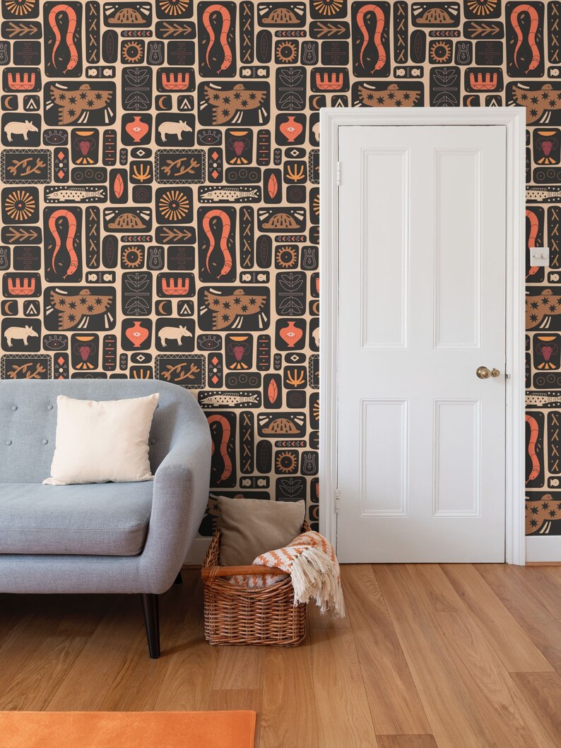 Dark Linocut Wallpaper - Etsy