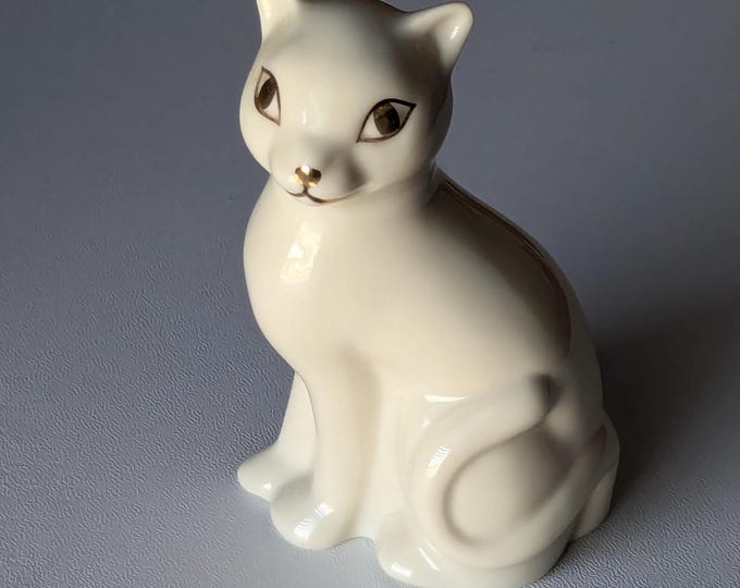Vintage LENOX Sitting Cat Figurine With Gold Accent - Etsy