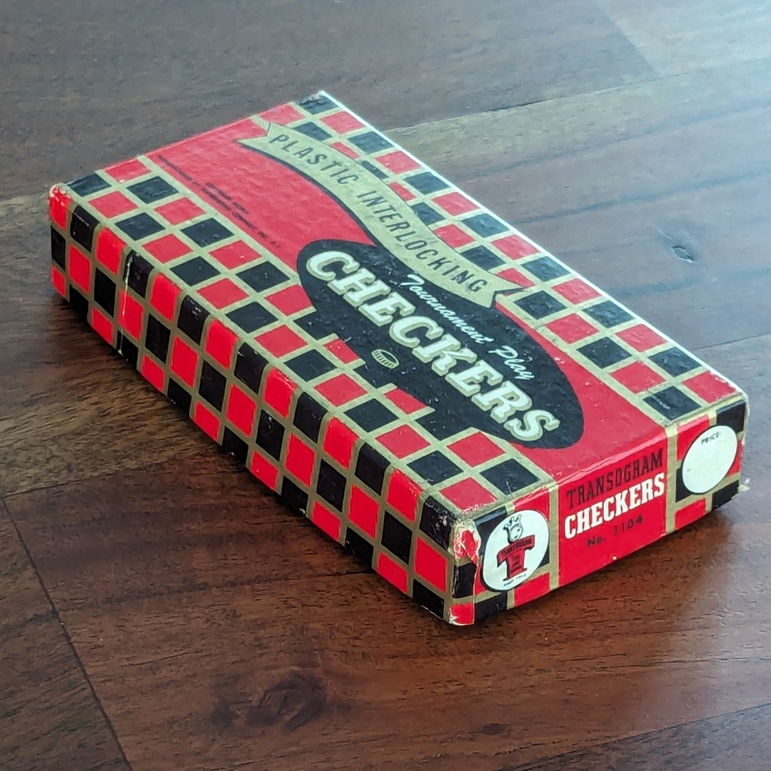 Vintage TRANSOGRAM Plastic Tournament Checkers in Original Box - Etsy